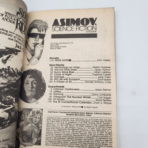 Asimovs Science Fiction Magazine | Other | Vintage Asimovs Science Fiction Magazine May 984 ...